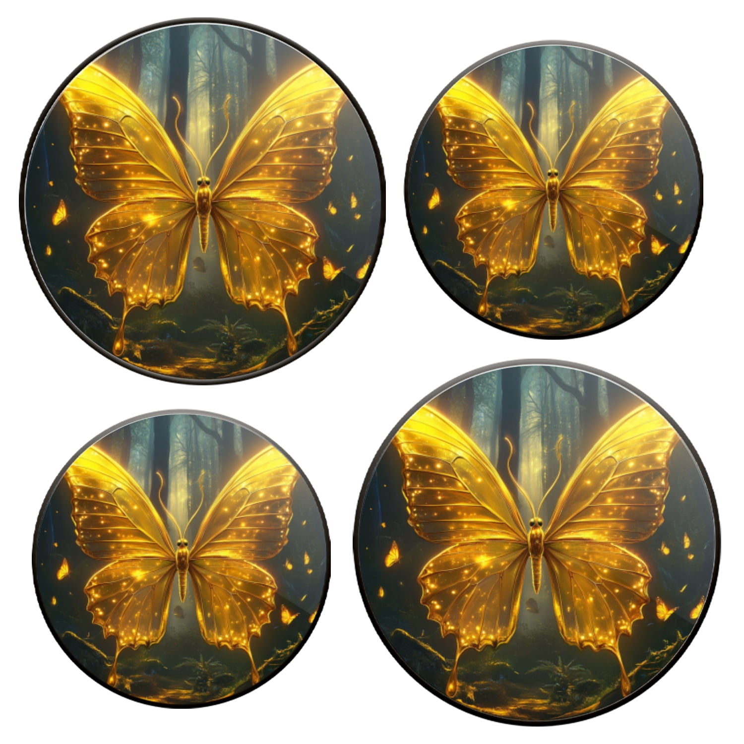Electric Stove Top Covers Set of 4 for Range Accessories, Giant Glowing Golden Butterfly Gas ...