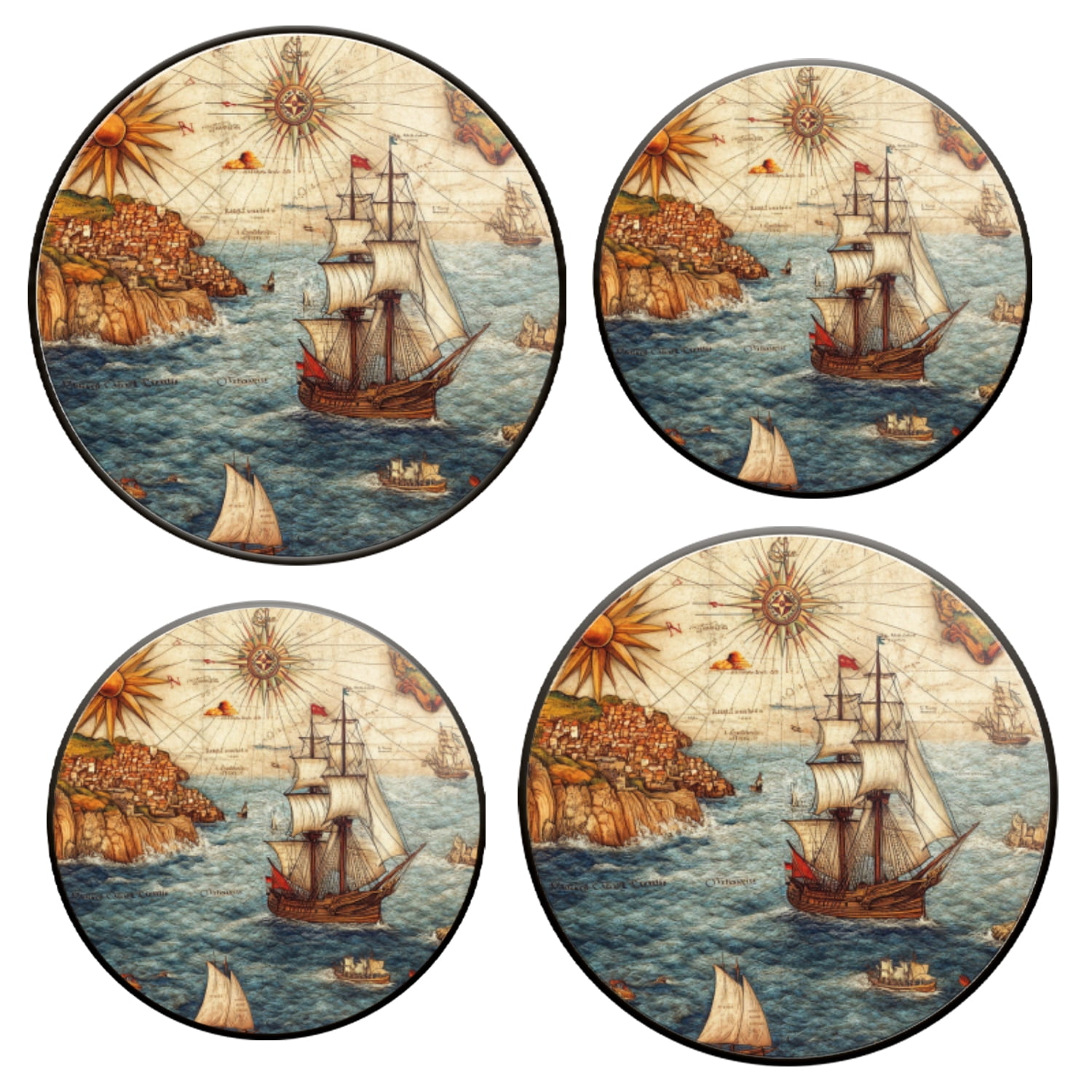 Electric Stove Top Covers Set of 4 for Range Accessories, Nautical Map ...
