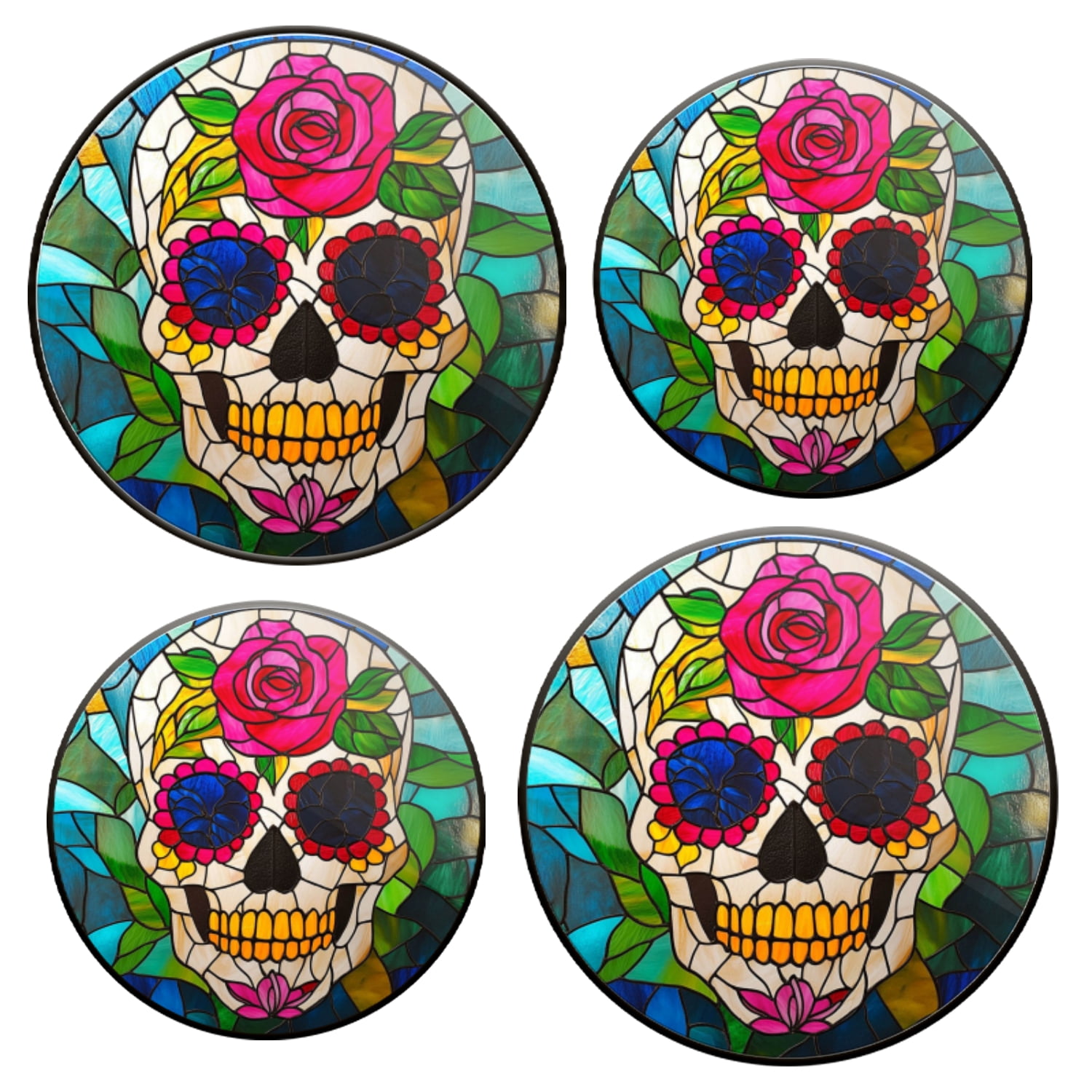 Electric Stove Top Covers Set of 4 for Range Accessories, Stained Glass ...