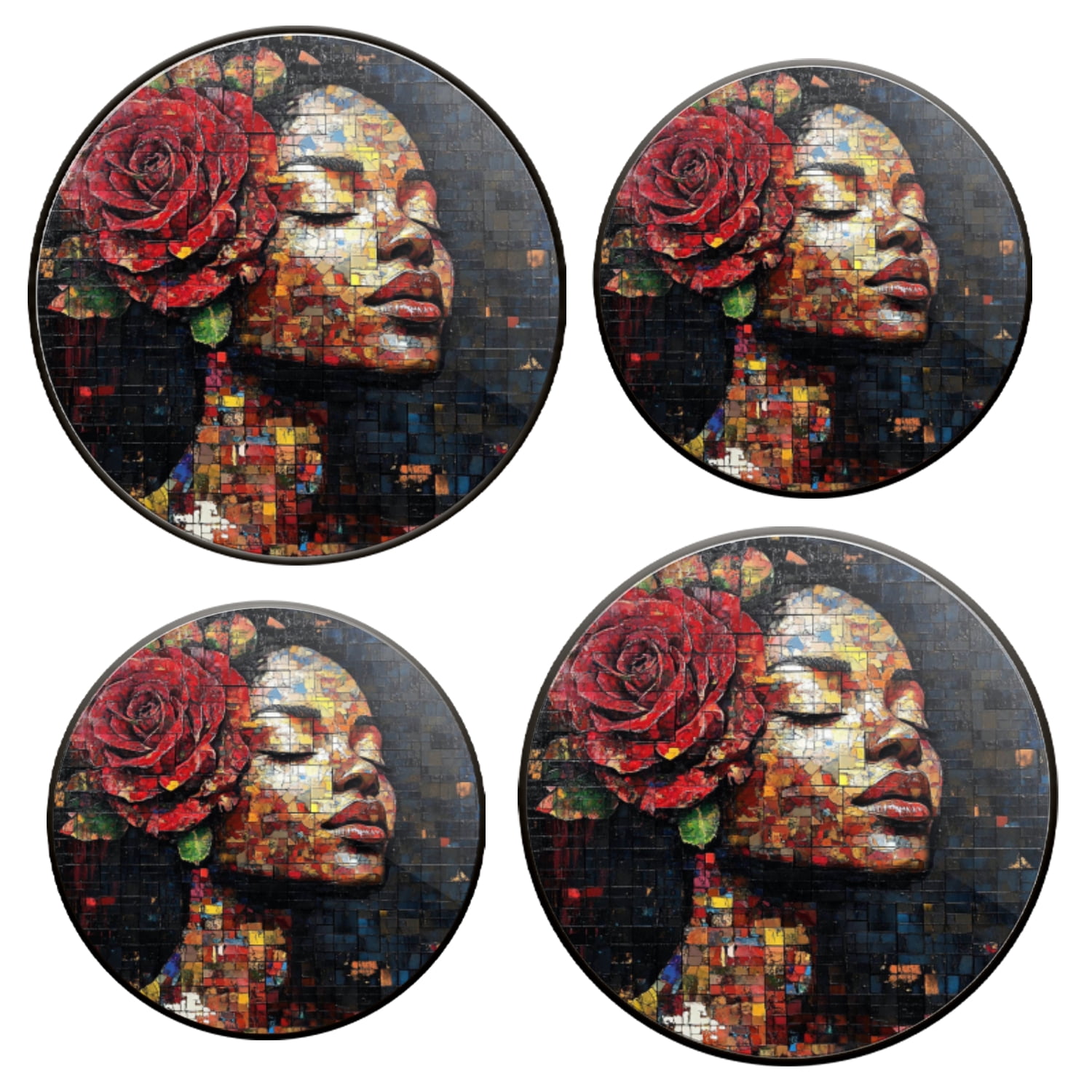 Electric Stove Top Covers Set of 4 for Range Accessories, Stunning Rose ...
