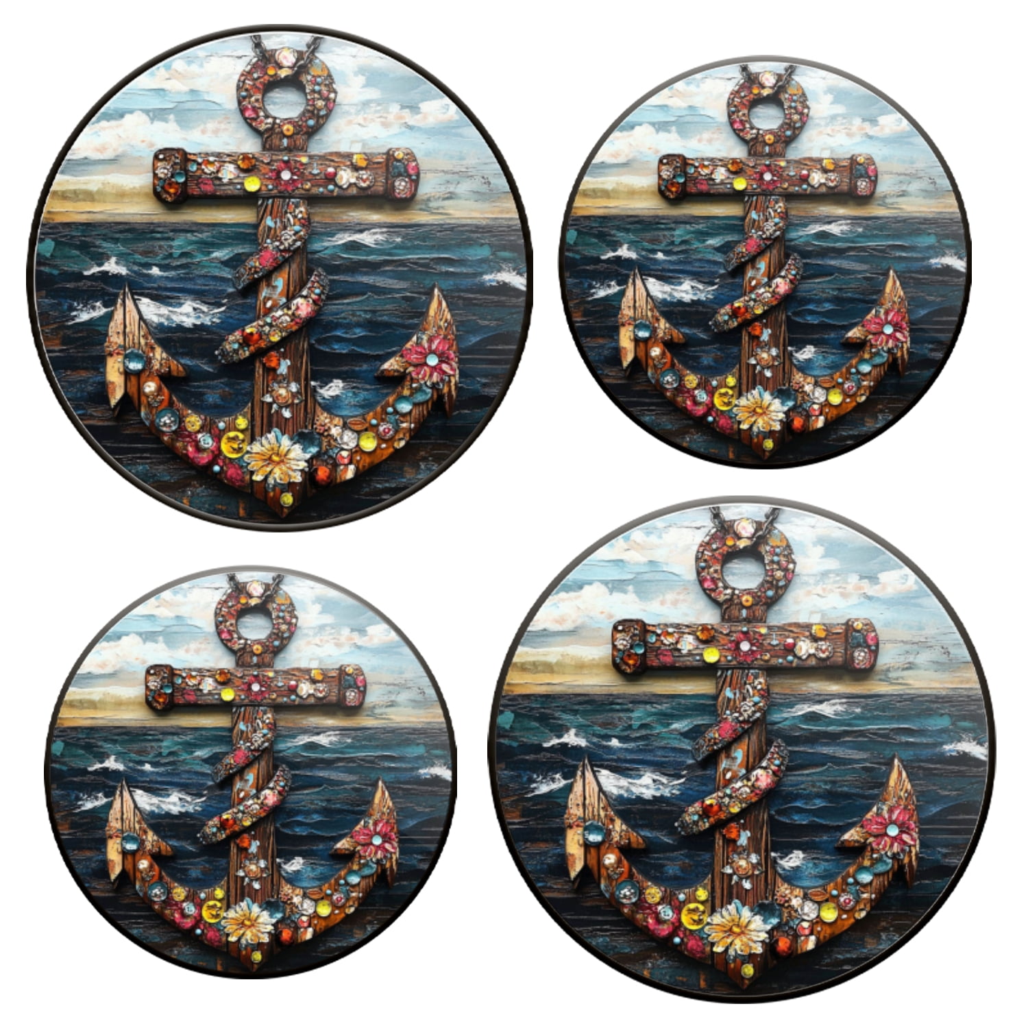 Electric Stove Top Covers Set of 4 for Range Accessories, Wooden Anchor ...