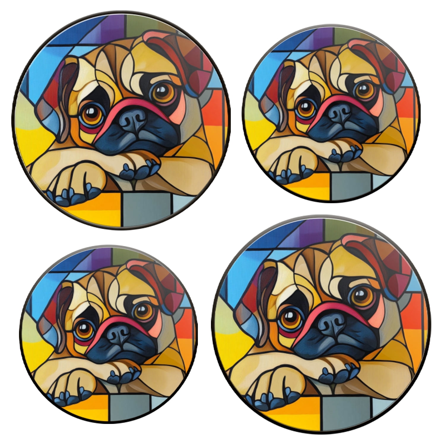 Electric Stove Top Covers Set of 4 for Range Accessories, Abstract Pug ...