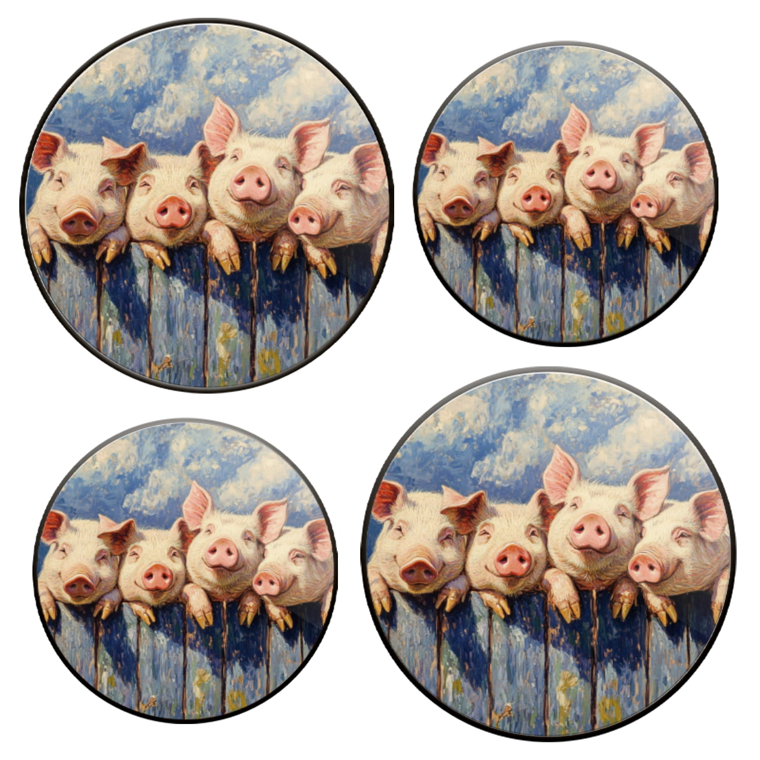 Electric Stove Top Covers Set of 4 for Range Accessories, Smiling Pigs ...