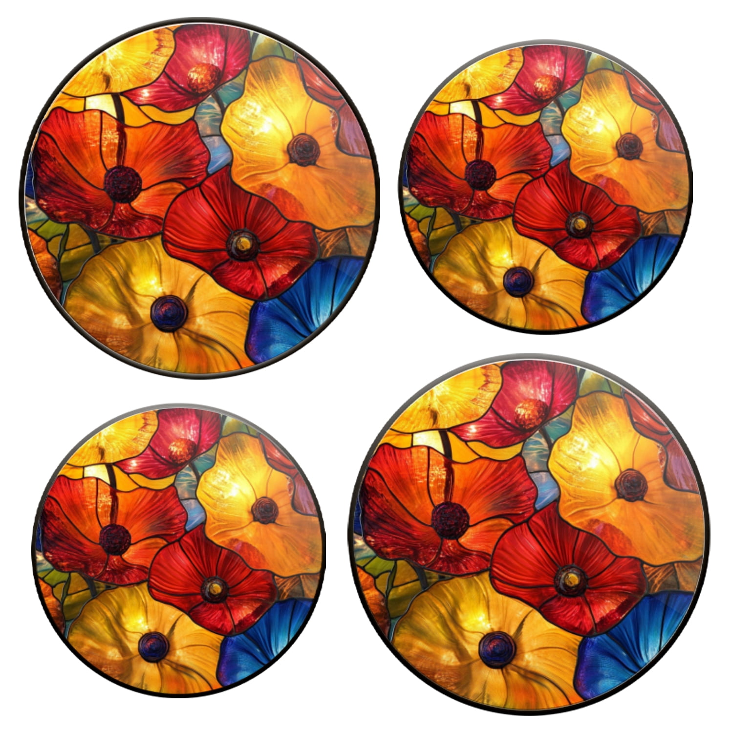 Electric Stove Top Covers Set of 4 for Range Accessories, Stained Glass ...