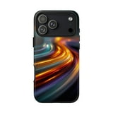 Electric Stream Orange Aqua Light Flow Art Case for iPhone 17 16 15 14 ...