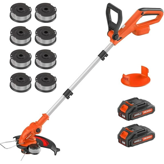 Electric String Trimmer Cordless with 2x2.0Ah Battery, 20V Battery ...