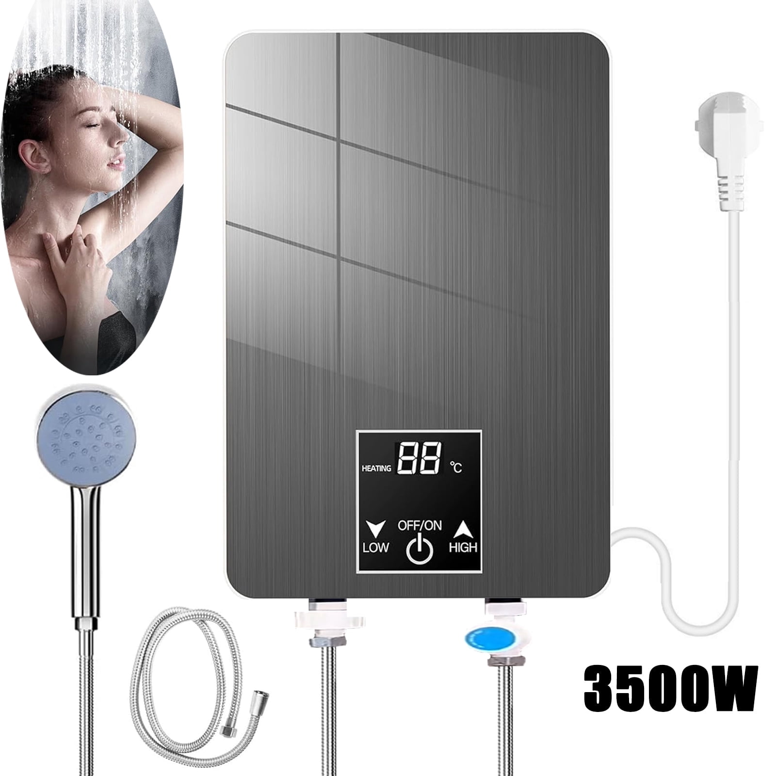 Electric Tankless Water Heater, 3500W Instant Hot Water Heater with ...