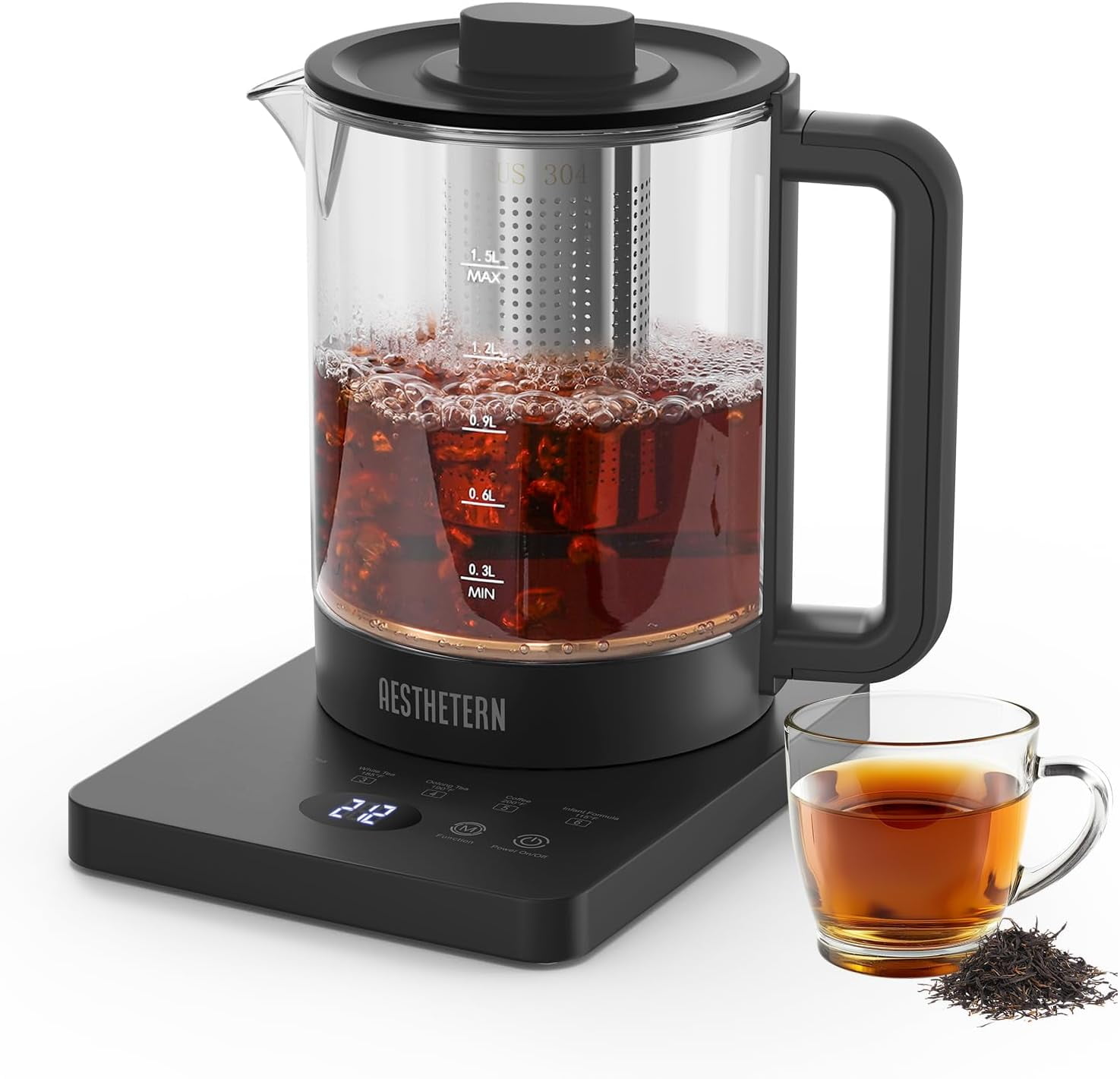 Electric Tea Kettle, 1.5 L Glass Electric Kettle with Tea Infuser ...