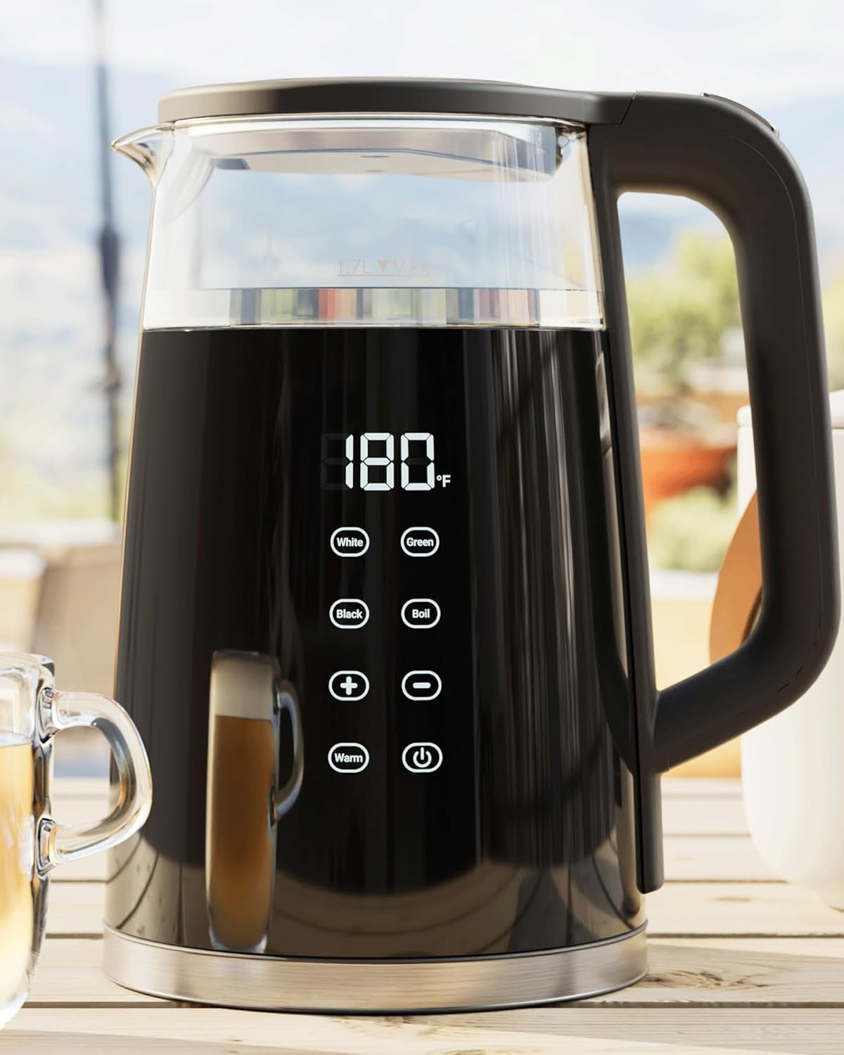 Electric Tea Kettle, 1.7 Liters 1500W, Temperature Control, Keep Warm, Digital Display ...