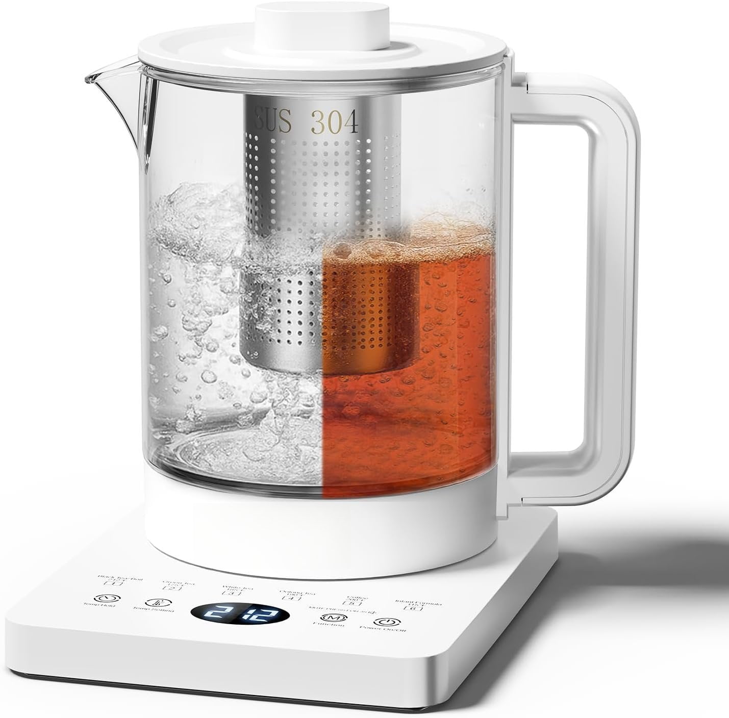 Electric Tea Kettle with Infuser, 1.5L Glass Water Boiler with ...