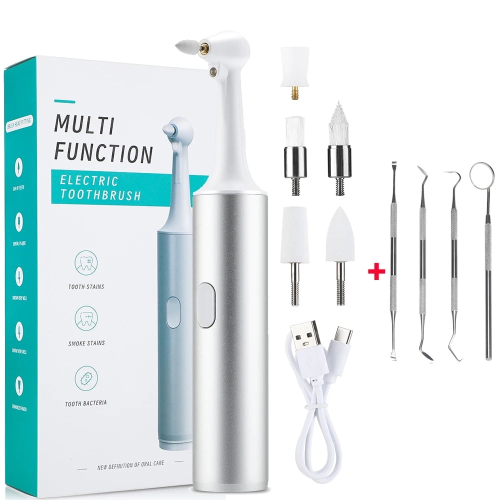 Electric Teeth Polisher 8pcs Replaceable Heads Dental Scaler Tartar ...
