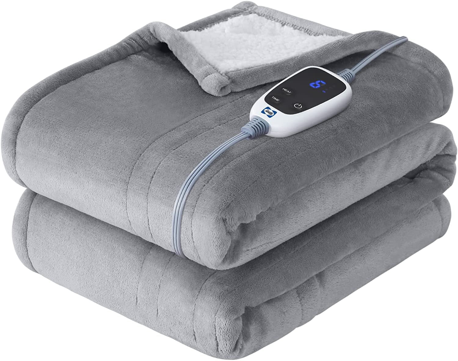 Electric Throw Blanket, Flannel & Sherpa Heated with 6 Heating Levels 2 ...