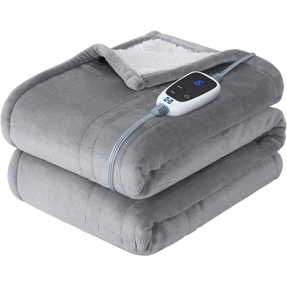 Electric Throw Blanket, Flannel & Sherpa Heated with 6 Heating Levels 2 ...