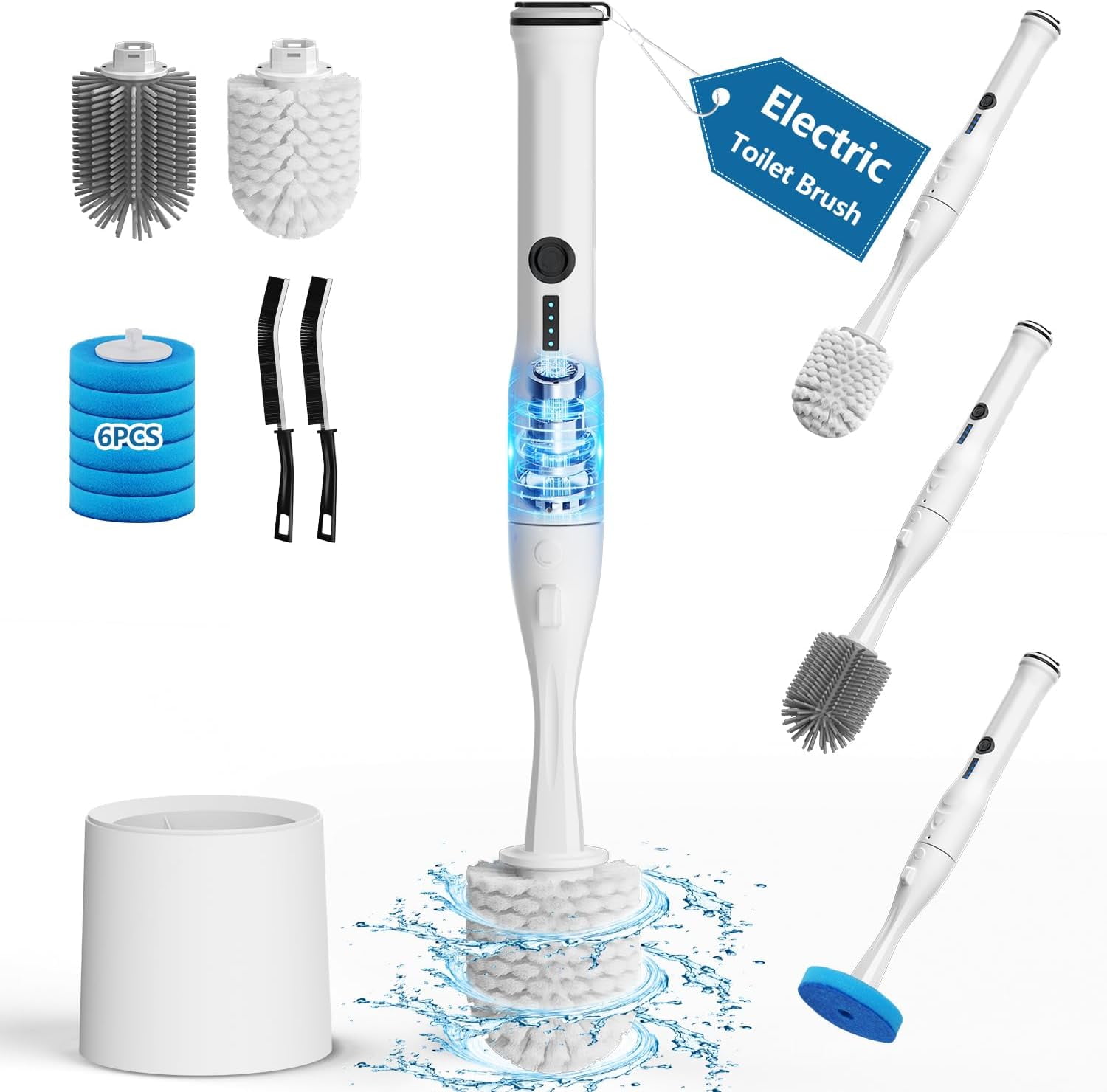 Electric Toilet Brush and Holder Set, 2025 Toilet Bowl Kit with 8 ...