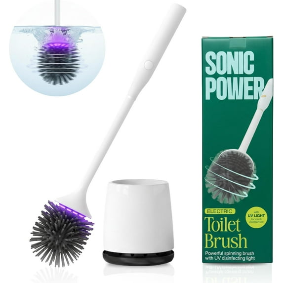Electric Toilet Brush – Silicone Head, UVC Self-Cleaning, Anti-Splash ...