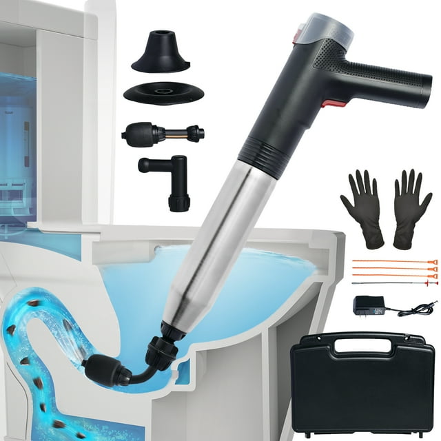 Electric Toilet Plunger Kit, Powerful High-Pressure Drain Plumb Plunger ...