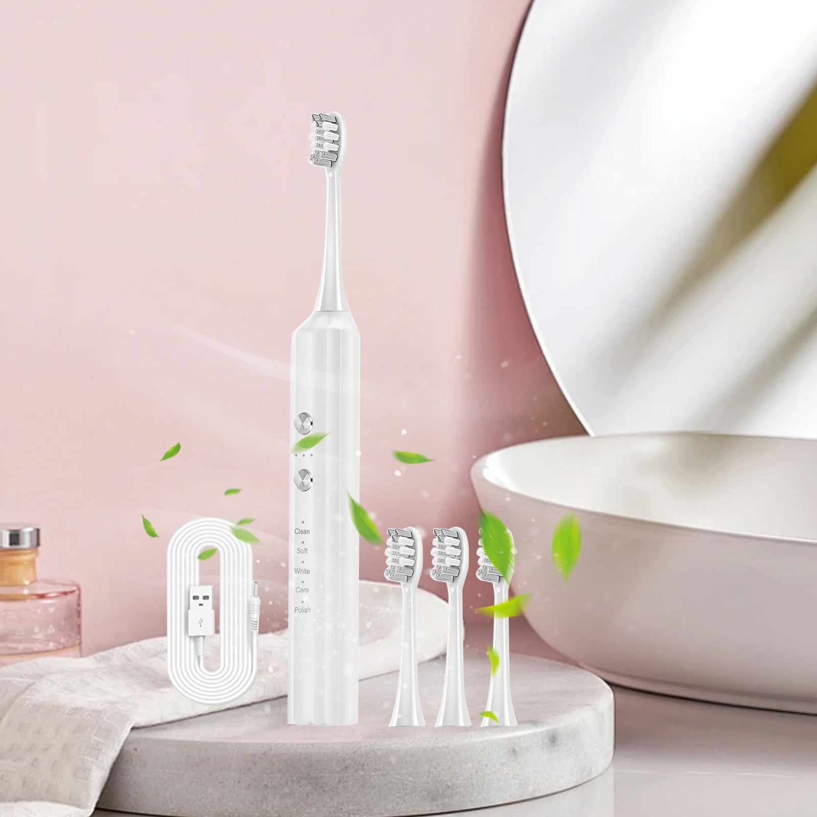 Electric Toothbrush with 3 Brush Heads, 15 Cleaning Modes, Smart Timer ...
