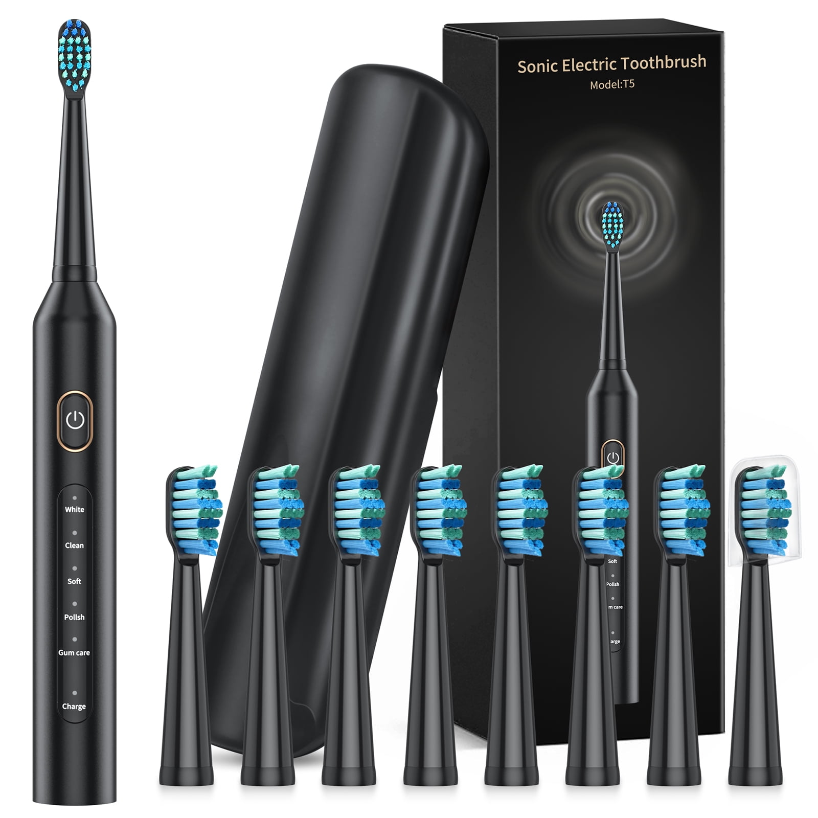 Electric Sonic Toothbrush, 40,000 VPM, IPX7, 8 Heads, Fast Charge ...