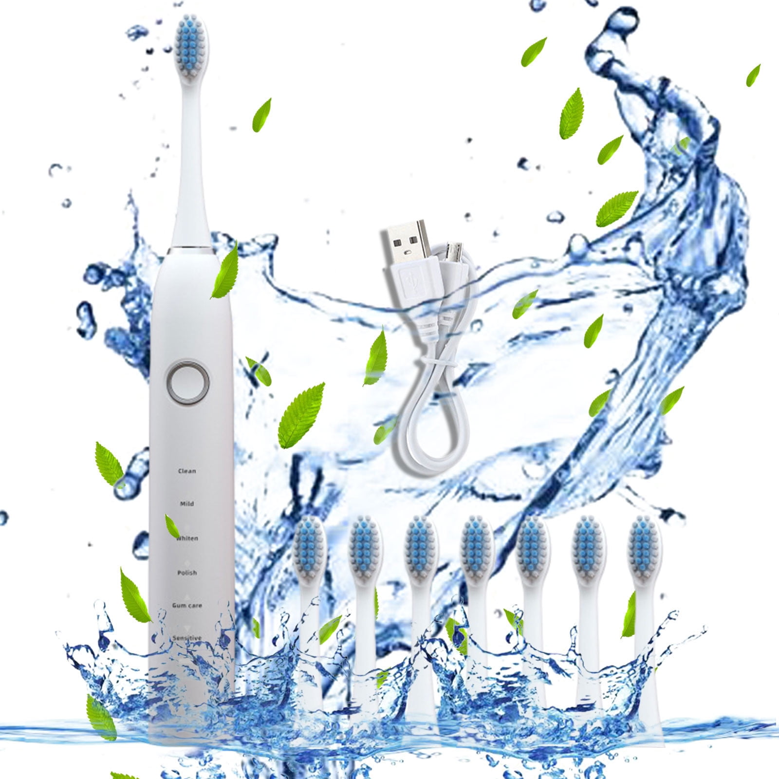 Electric Toothbrush With 8 Brush Heads, 6 Cleaning Modes, Ipx7 ...