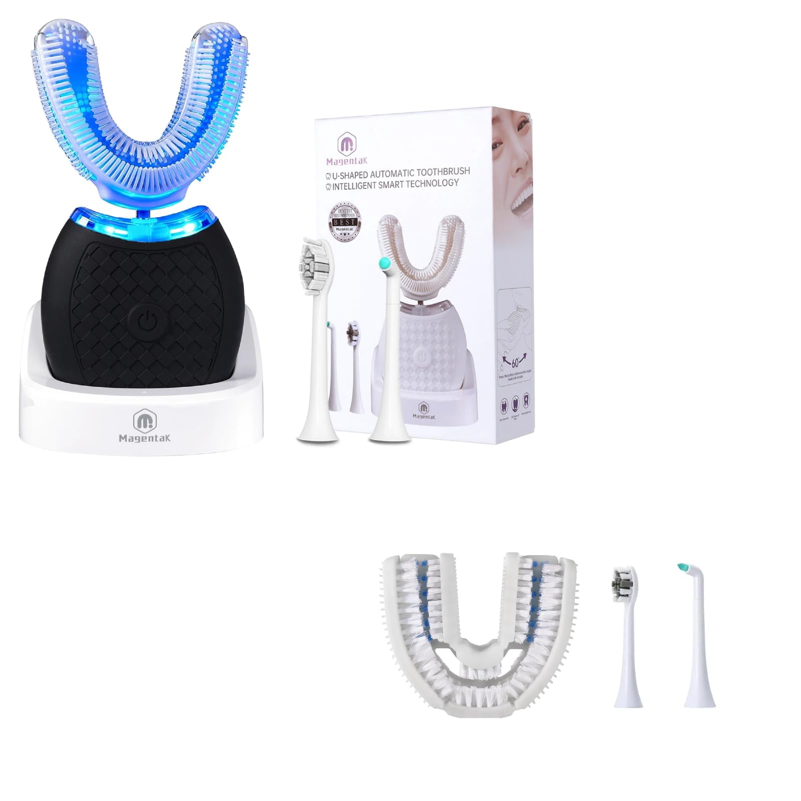 Electric Toothbrush for Adults and Nylon U-Shaped Brush Head ...