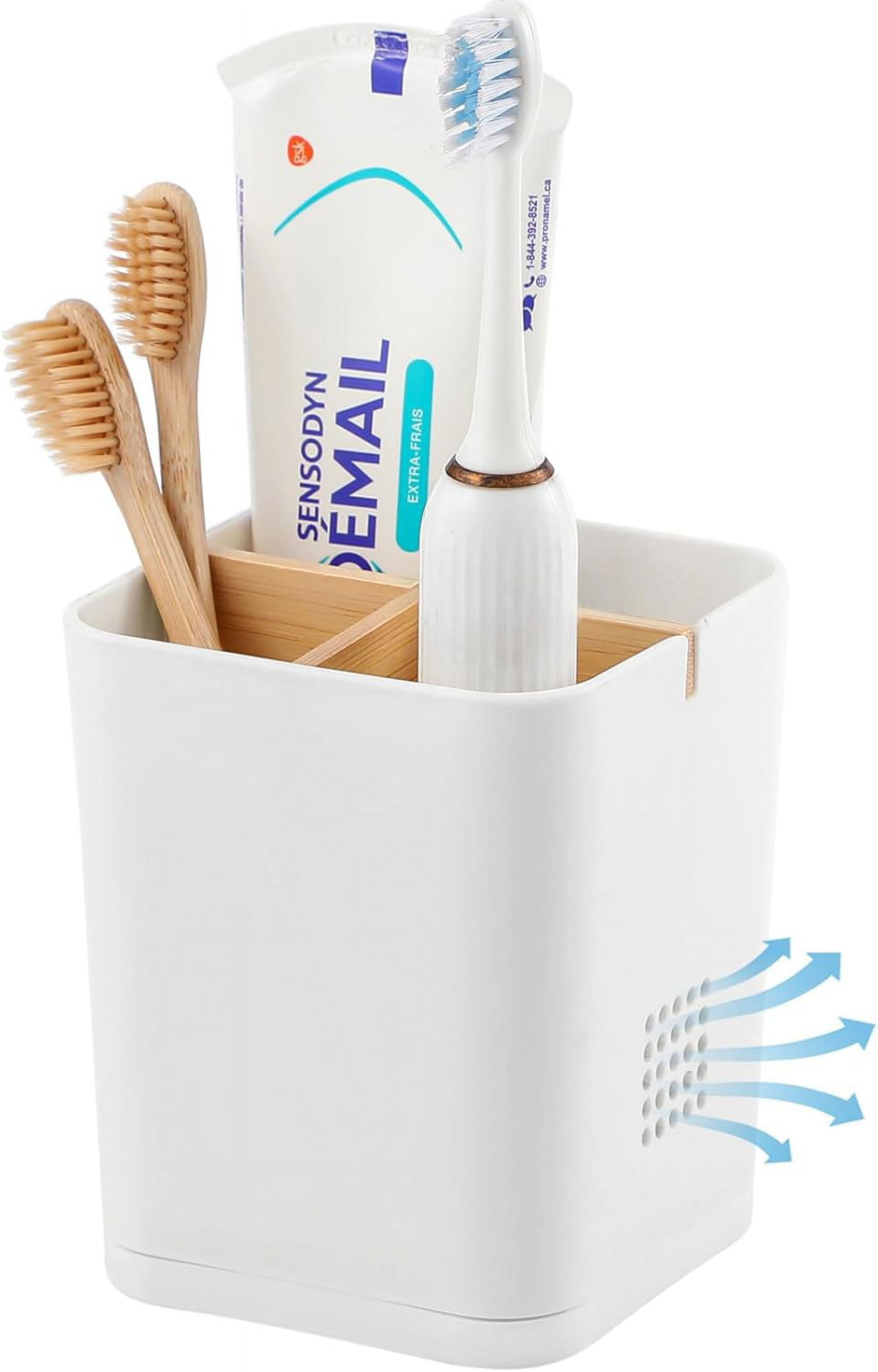 Electric Toothbrush Holder 3 Slots Tooth Brushing Holder with Bamboo ...