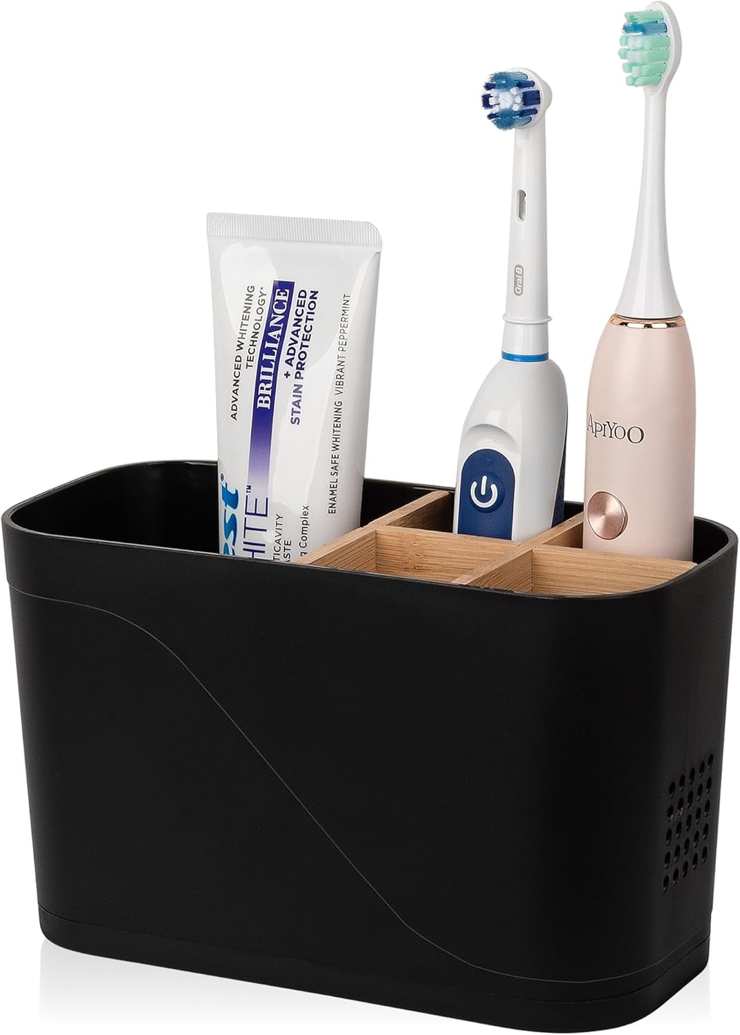 Electric Toothbrush Holder 3 Slots Tooth Brushing Holder with Bamboo ...