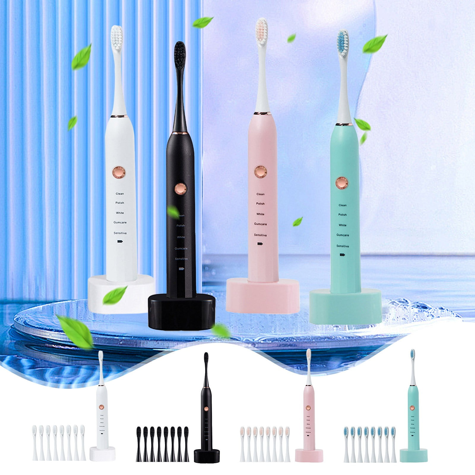 Electric Toothbrush Rechargeable | 5 Brushing Modes & 8 Replacement ...