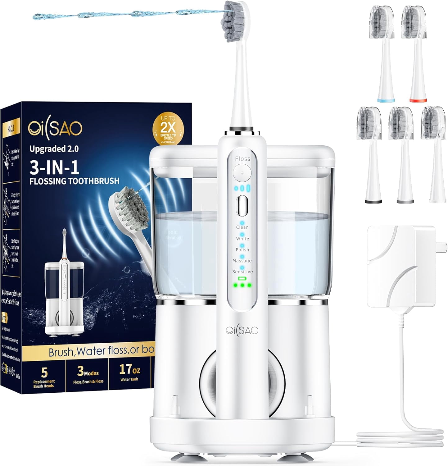 Electric Toothbrush with Water Flosser Combo in One, Professional ...