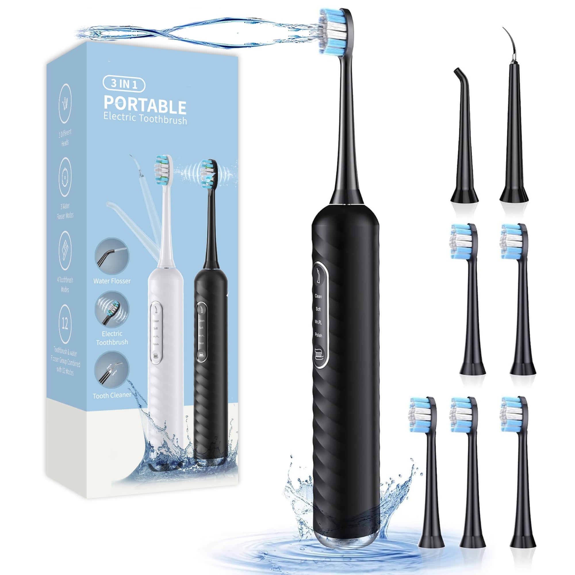 Electric Toothbrush with Water flosser, 3 in 1 Teeth Cleaning Kit with ...