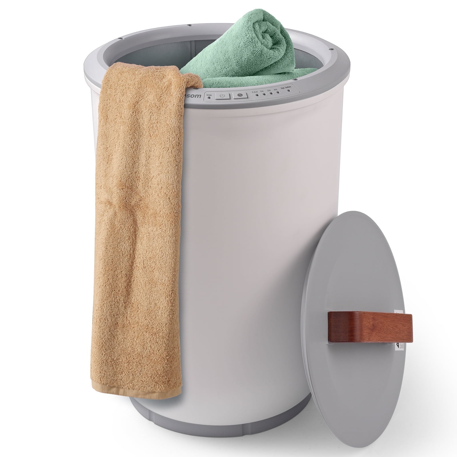 Electric Towel Warmer Bucket, 20L Capacity with Wooden Lid, 2 Large ...
