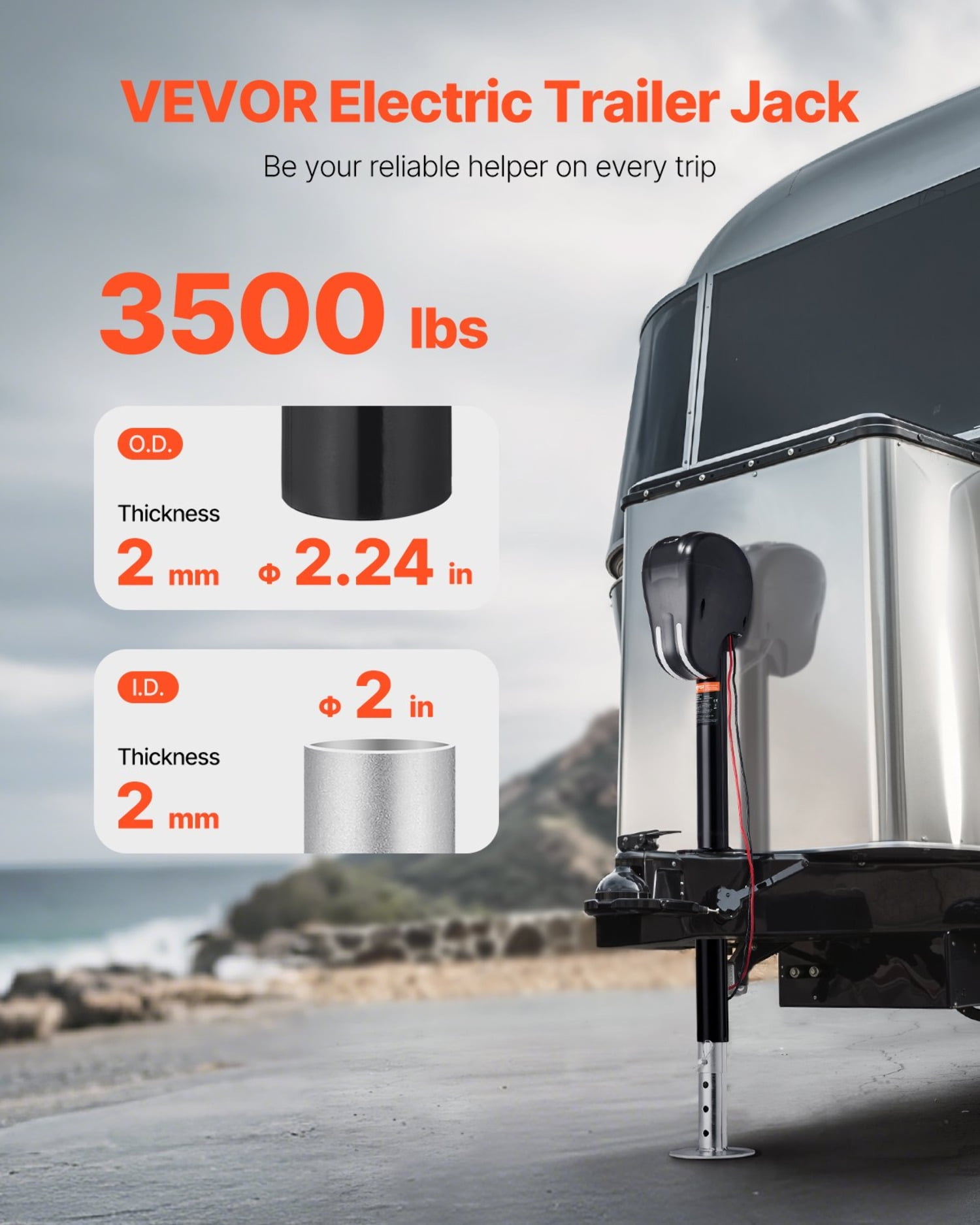 Electric Trailer Jack 3500 lbs Power Tongue Jack for RV Trailer Camper ...