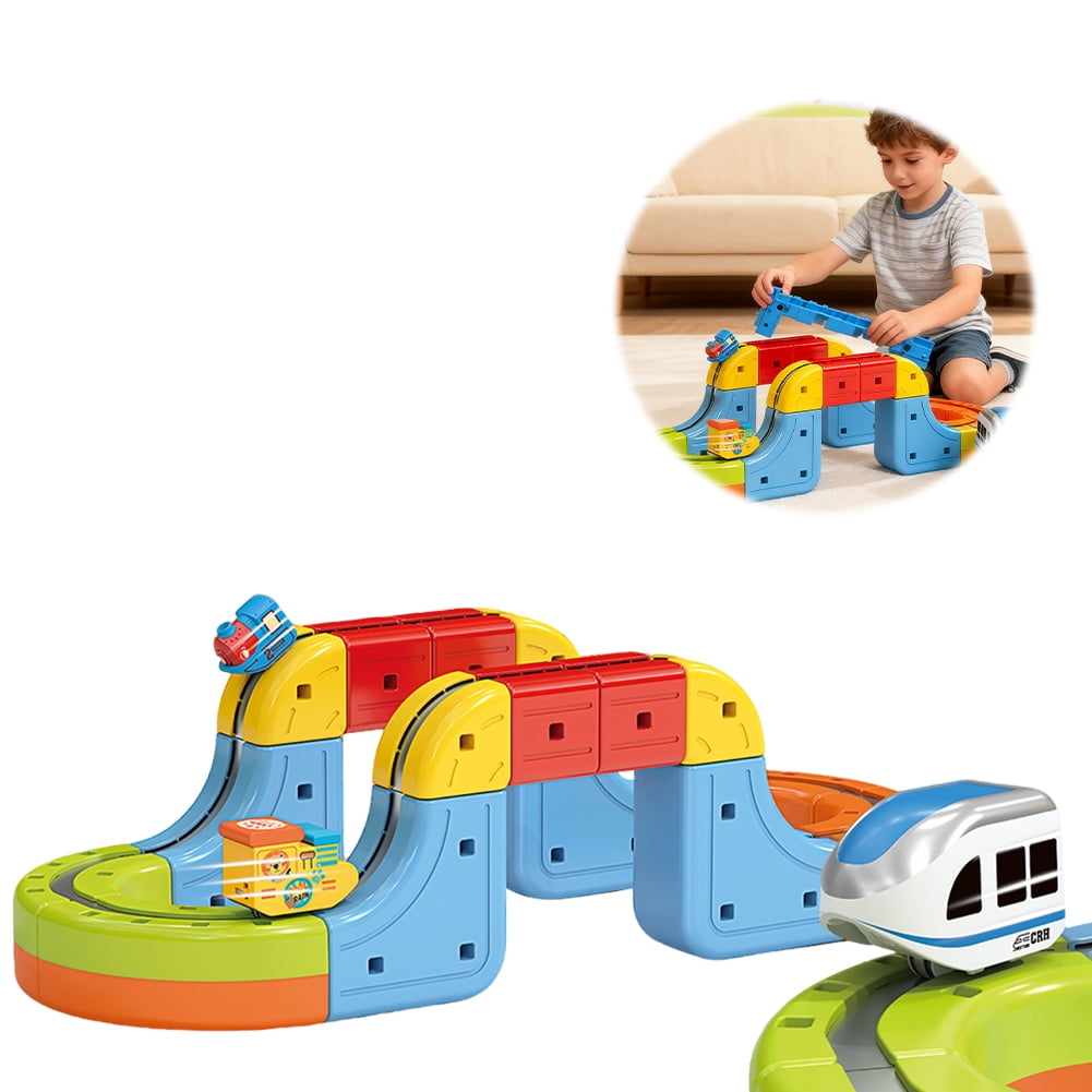 Electric Train Set with 3D Magic Flexible Race Tracks for Kids, 18PCS ...