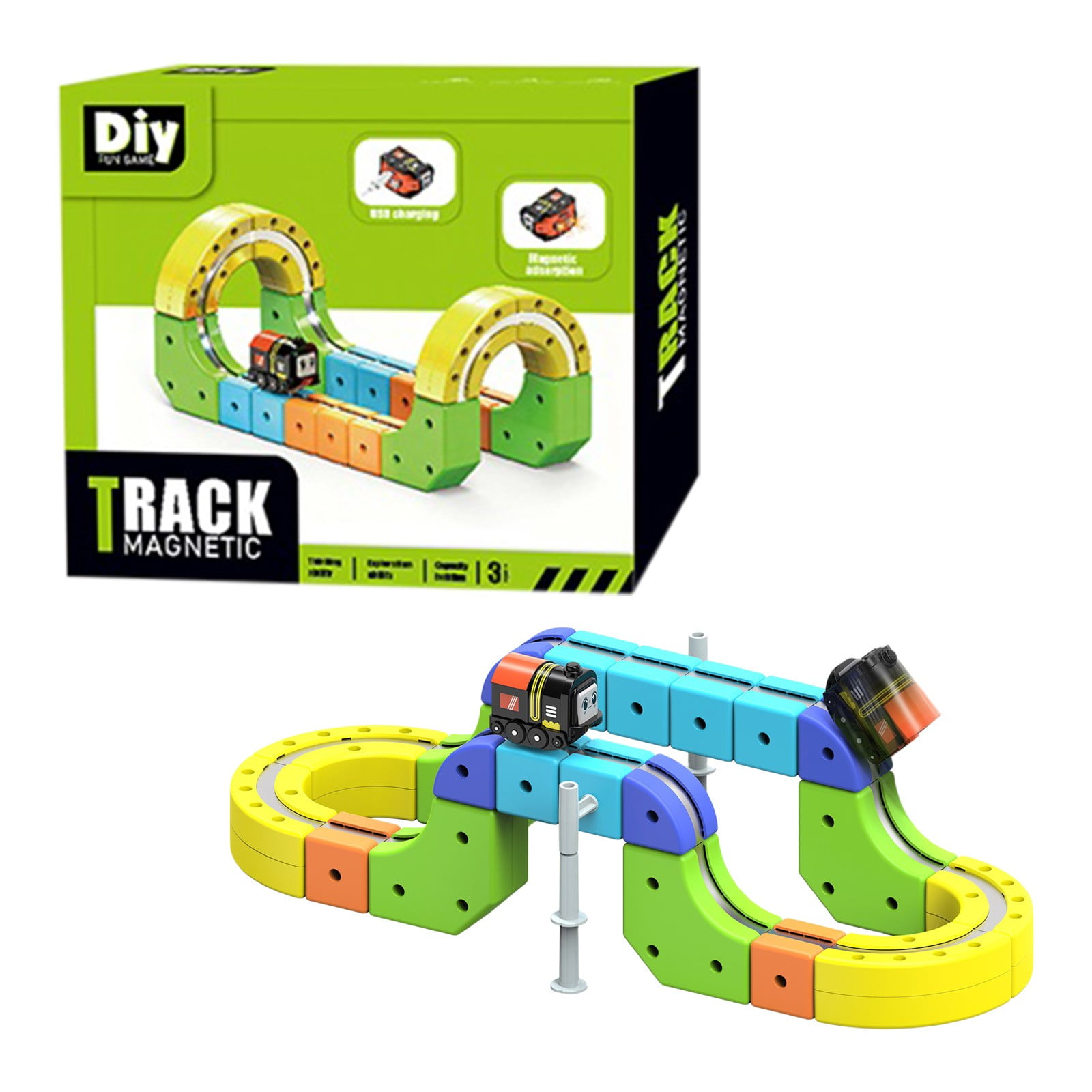 Electric Train Set with 3D Magic Flexible Race Tracks, Race Car Track ...