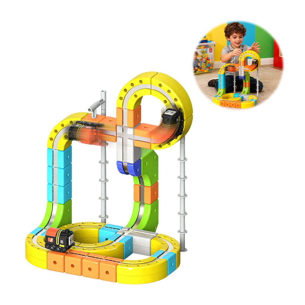 Electric Train Set Flexible Race Track, 105Pcs Car Track Christmas ...