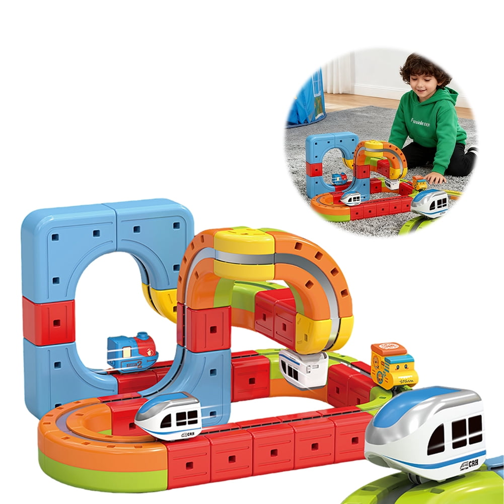 Electric Train Set Flexible Race Track for Kids, 32 Pcs Car Track for ...