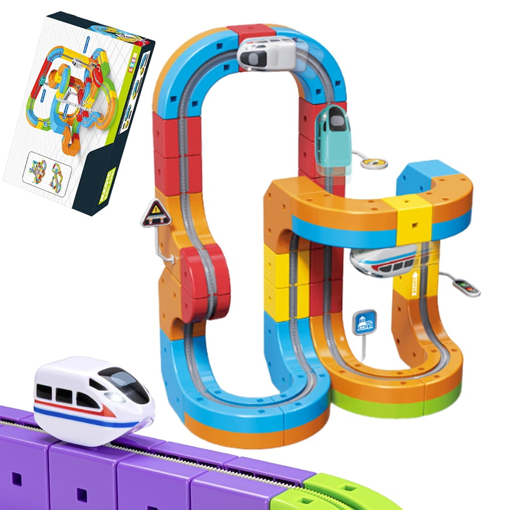 Electric Train Set Flexible Race Track for Kids, Klick Magic Rail Cube ...