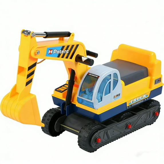Kids Ride-On Tractor Toy with Functional Excavator - Battery-Free ...