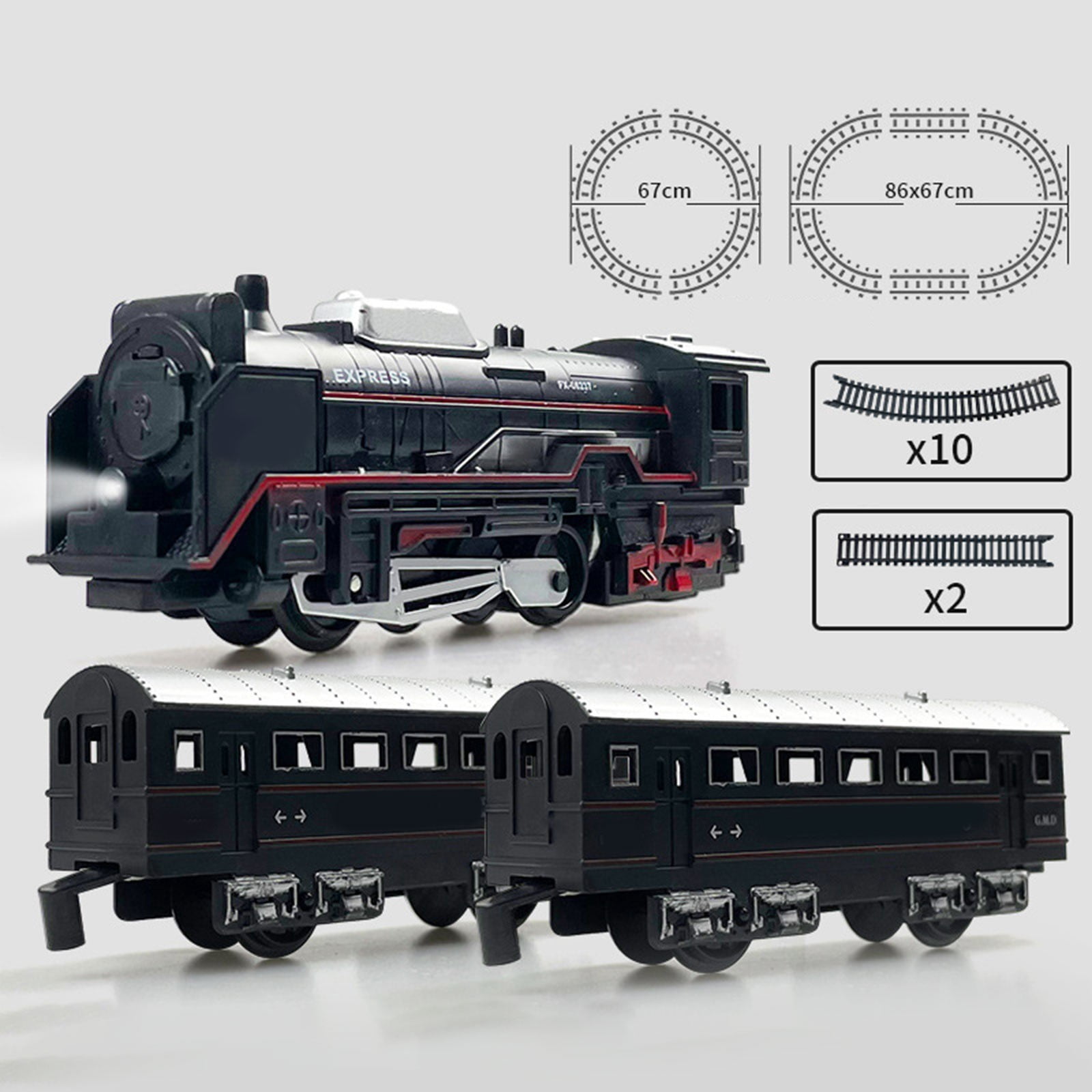 Electric Train Set with Motorized Locomotive, Light Up Buildable ...