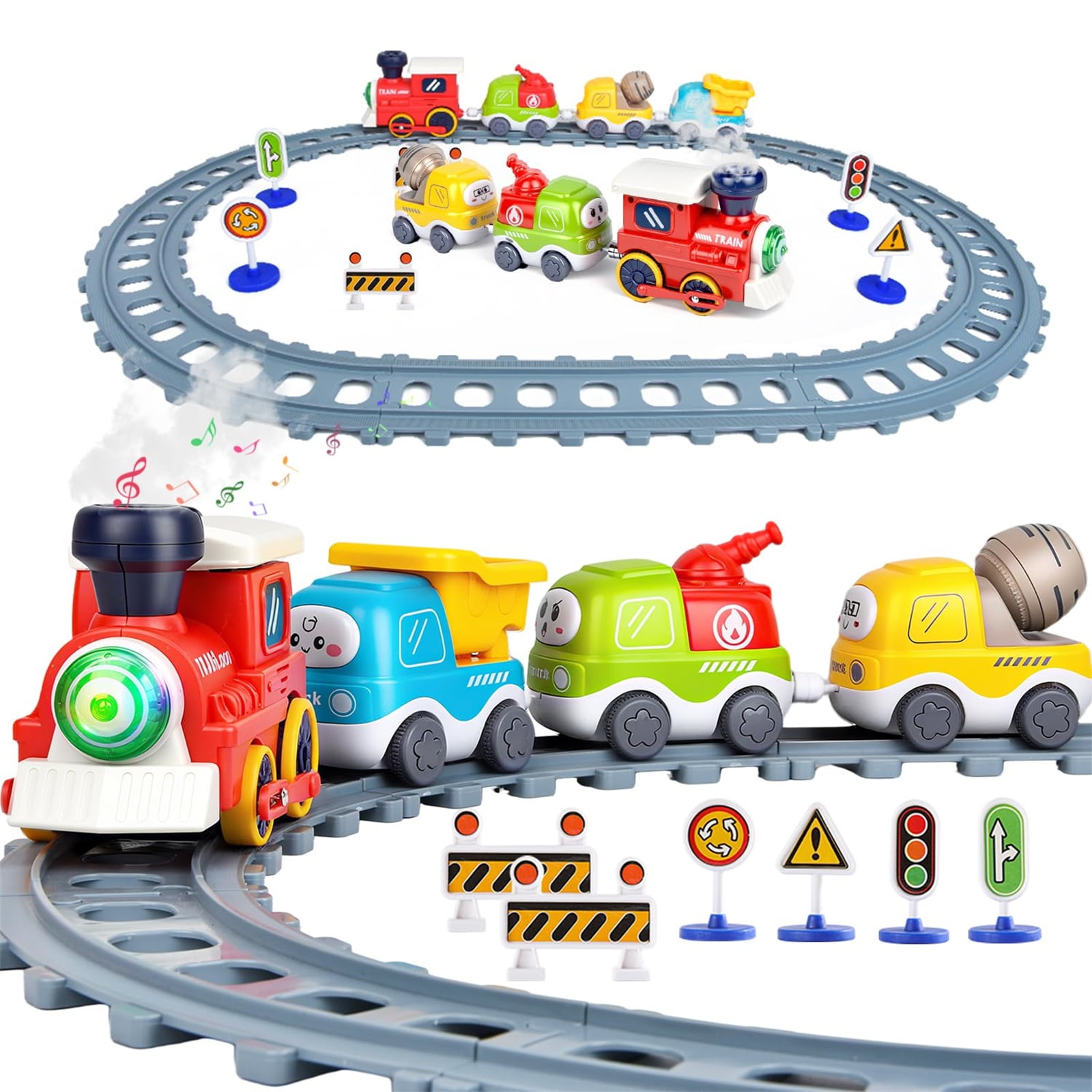 Electric Train Set with Steam Effect, Light & Sound, Magnetic Train ...