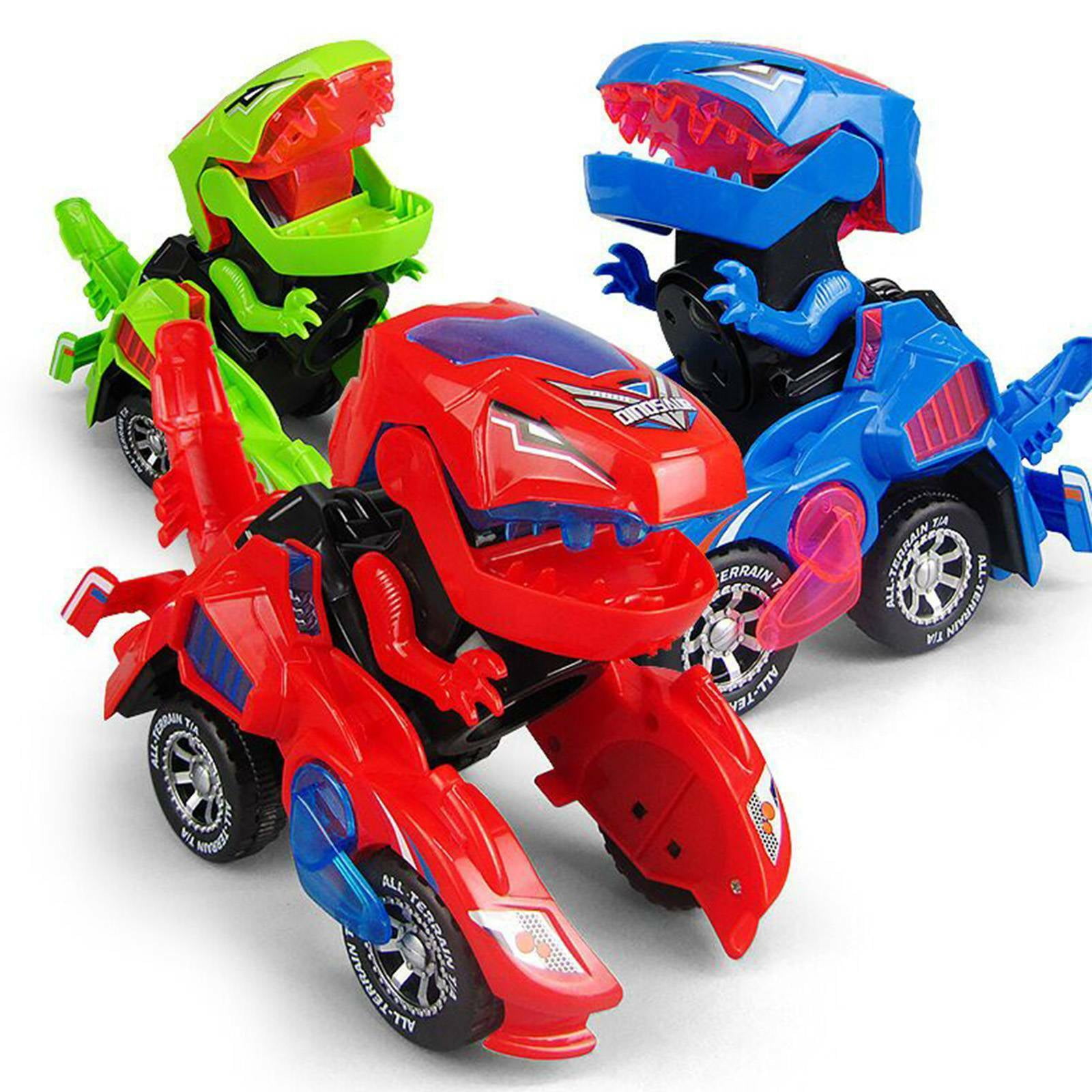 Electric Transforming Dinosaur LED Car T-Rex Toys With Light Sound Kids ...