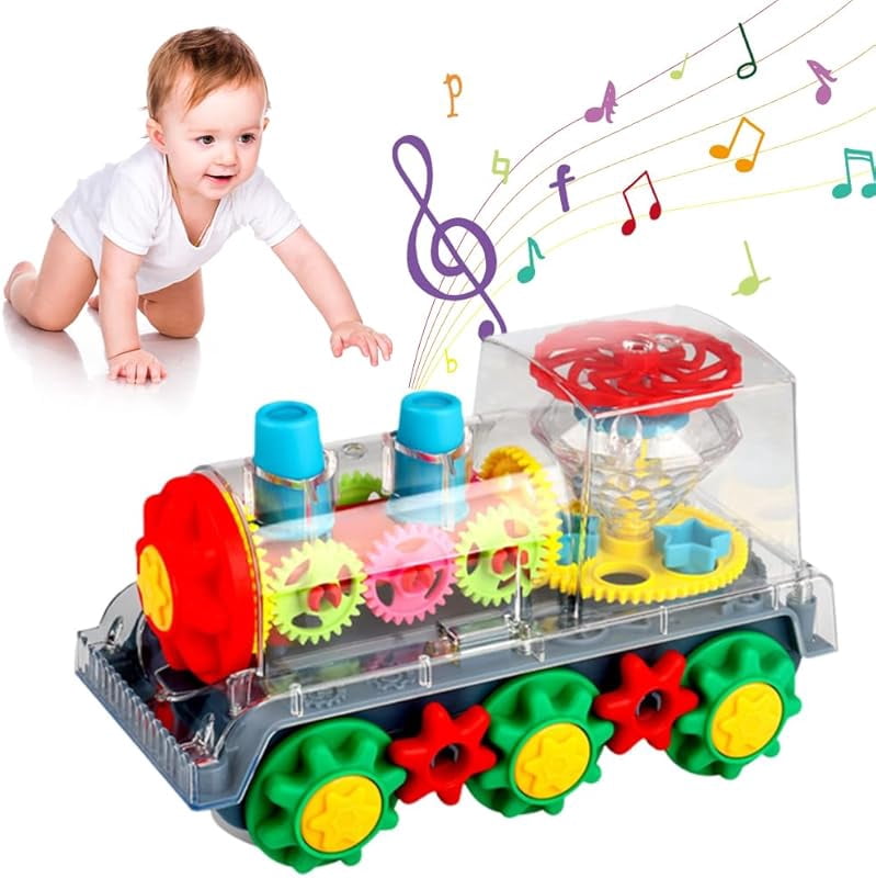 Electric Transparent Gear Train Toy, 2024 New Powered Car with LED ...