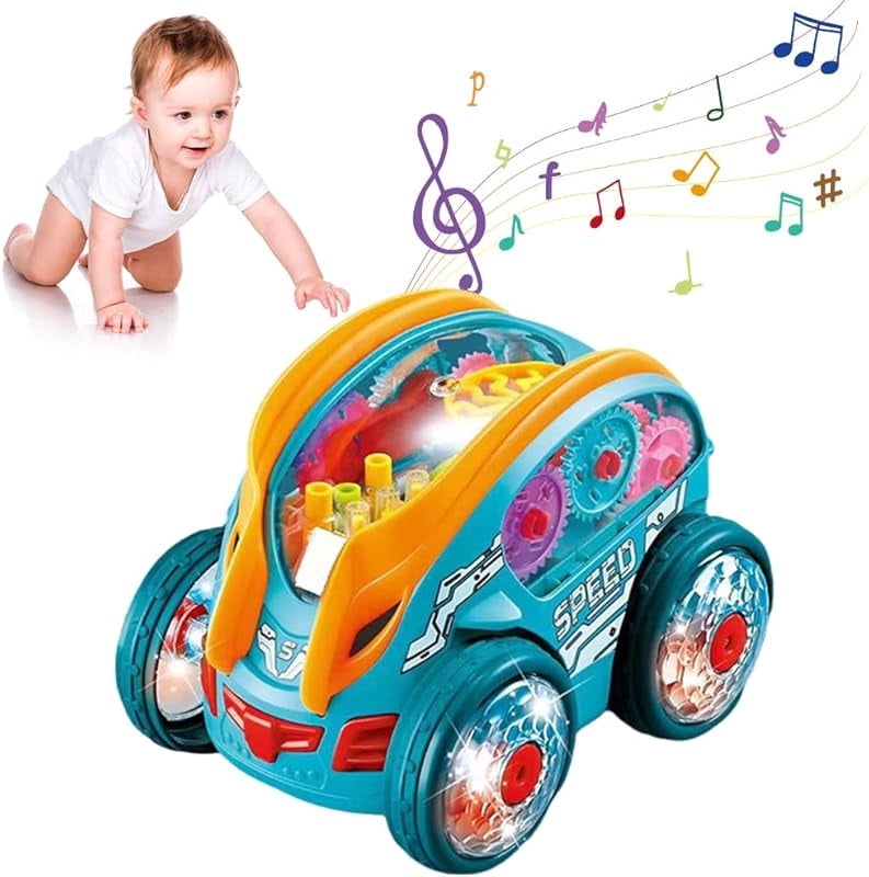 Electric Transparent Gear Train Toy, 2024 New Powered Car with LED ...