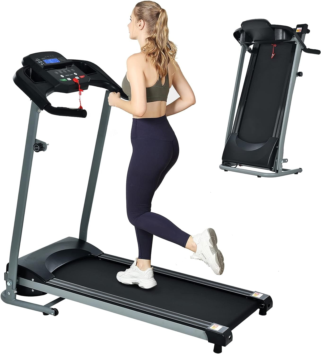 Foldable Compact Electric Treadmill with 2.5HP, LCD, 12KM/H Speed ...
