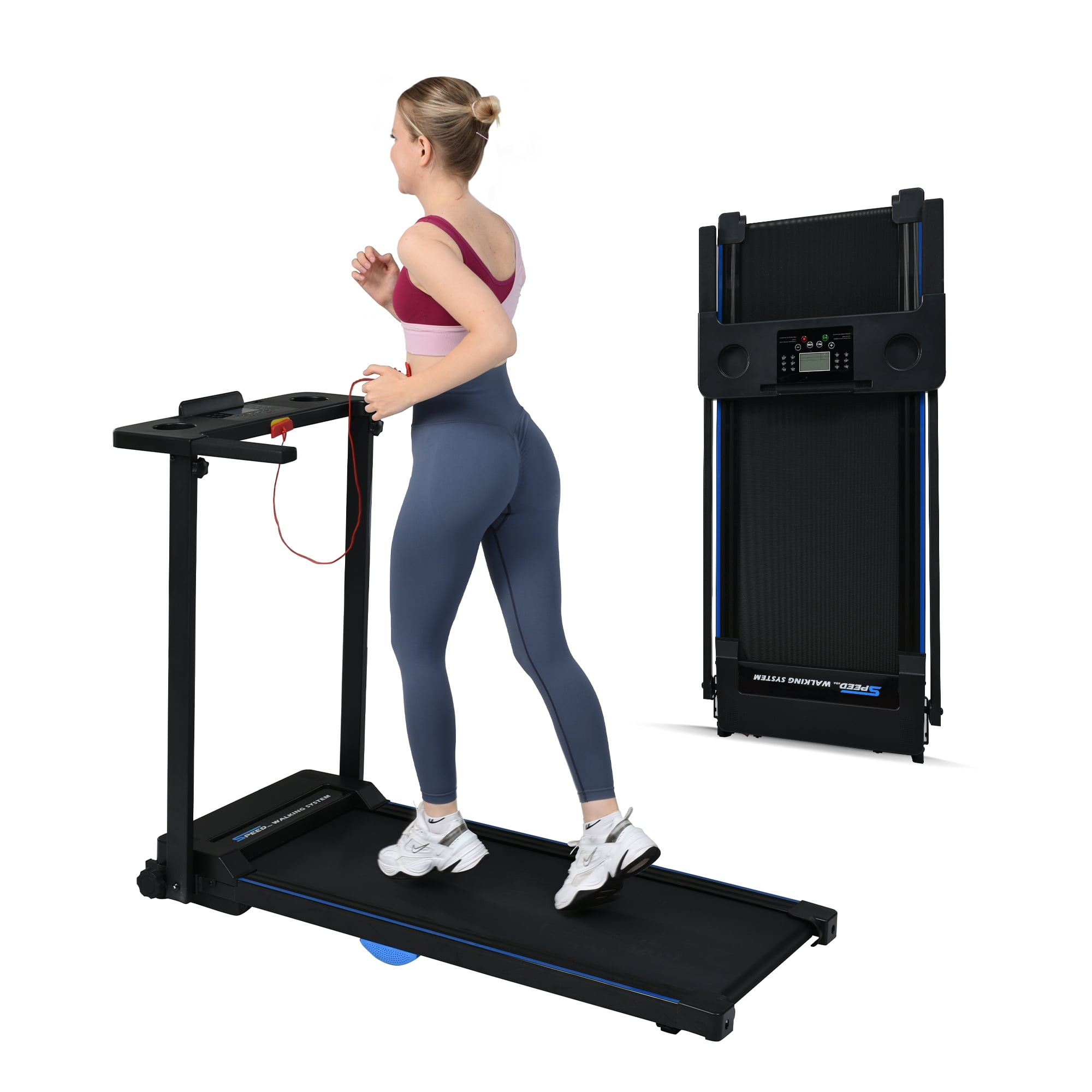 Electric Treadmill - Peak 2.5HP, 0.6-7.6MPH Speed Range Compact Folding ...
