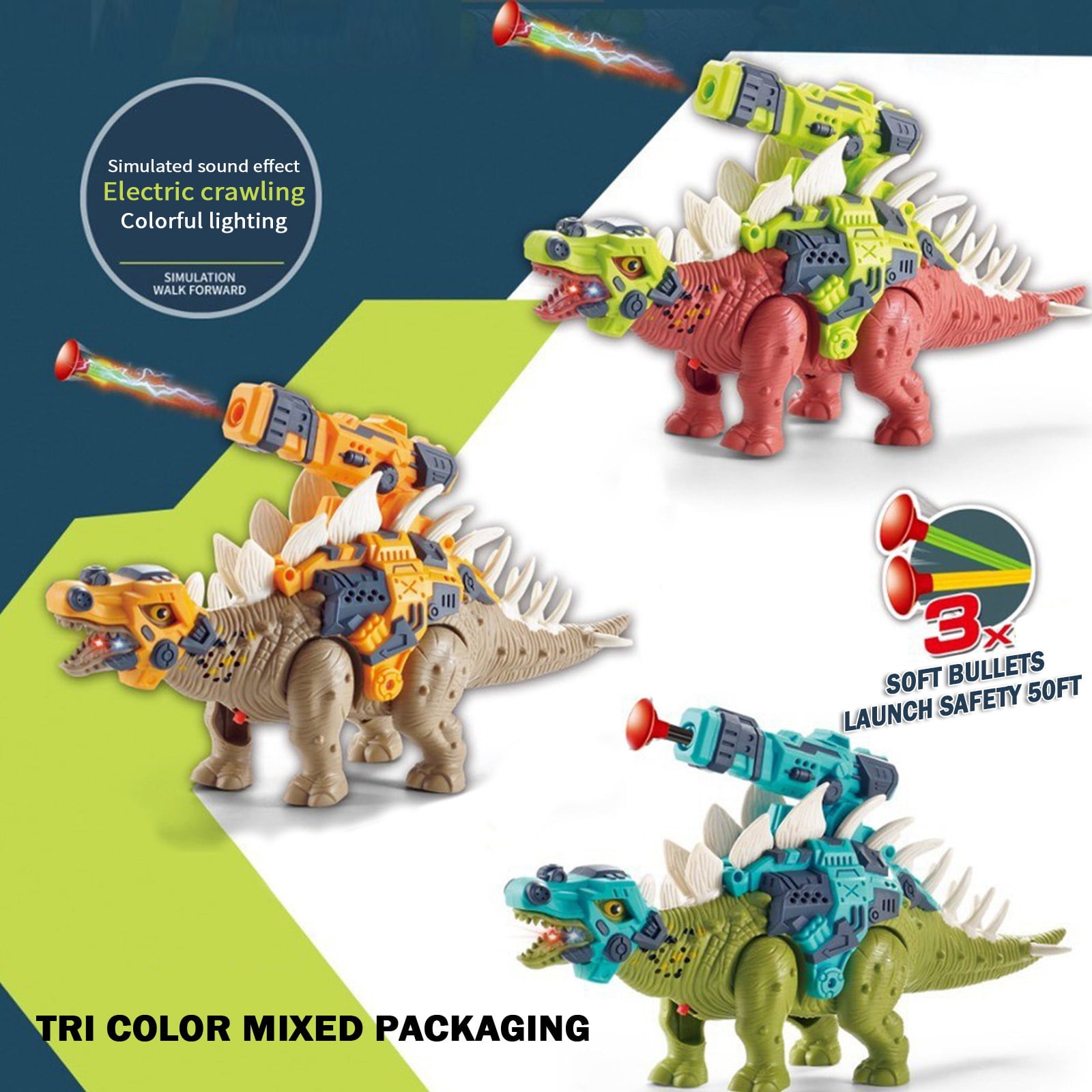 Electric Triceratops Dinosaur Toy – Realistic Walking Robot with LED ...