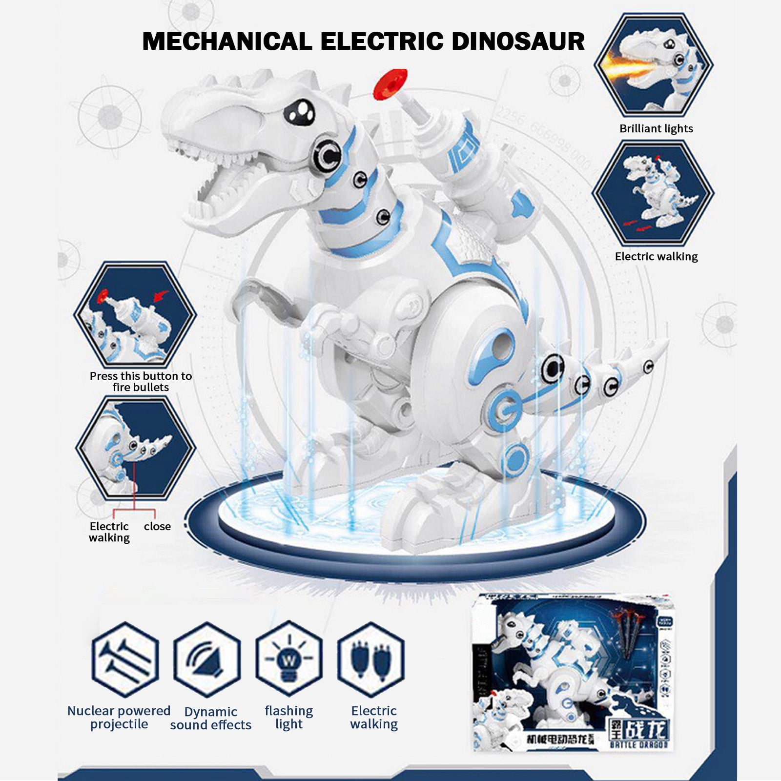 Electric Triceratops Dinosaur Toy – Realistic Walking Robot with LED ...