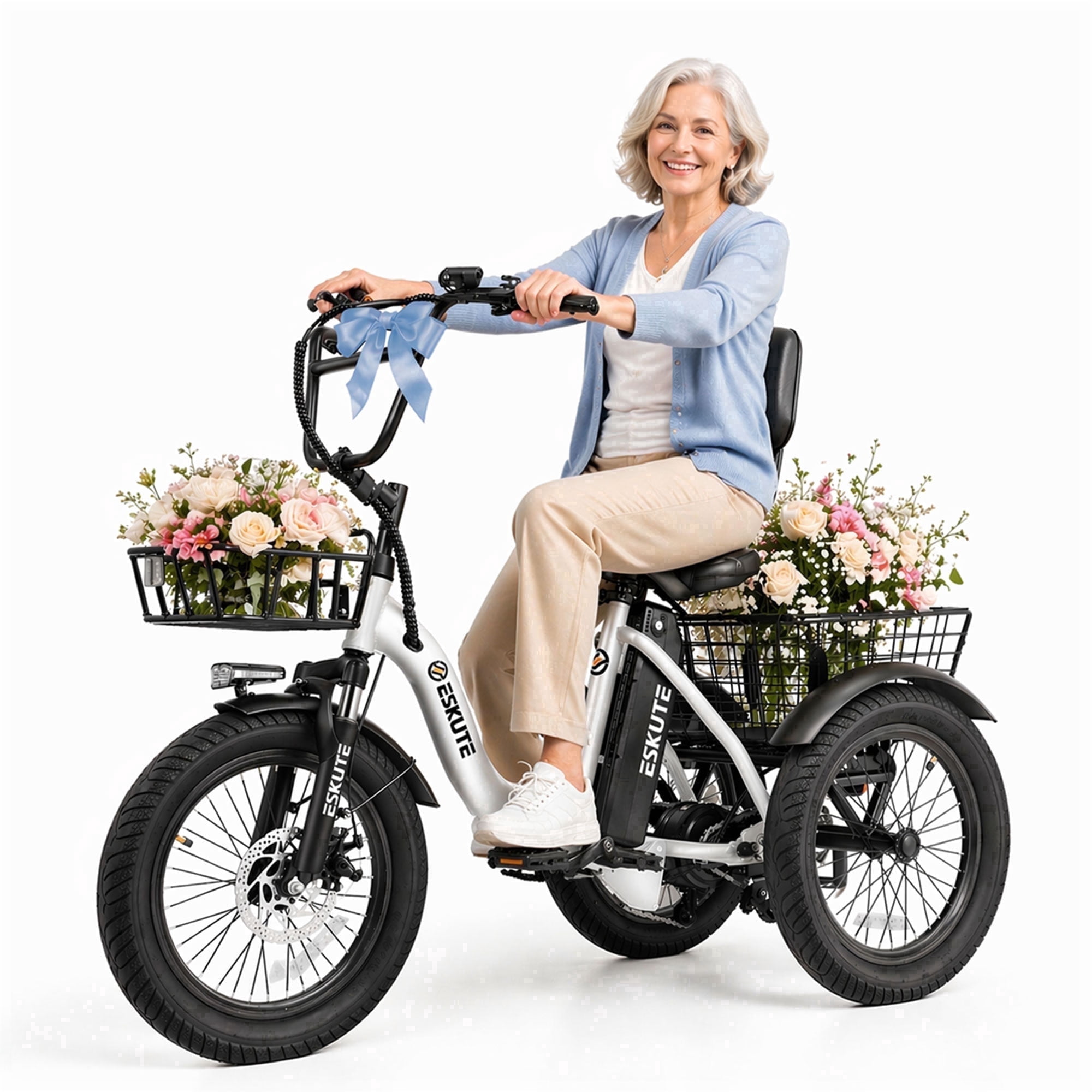 ESKUTE Electric Tricycle for Adults, 1200W Peak Motor, Up to 55 Miles ...