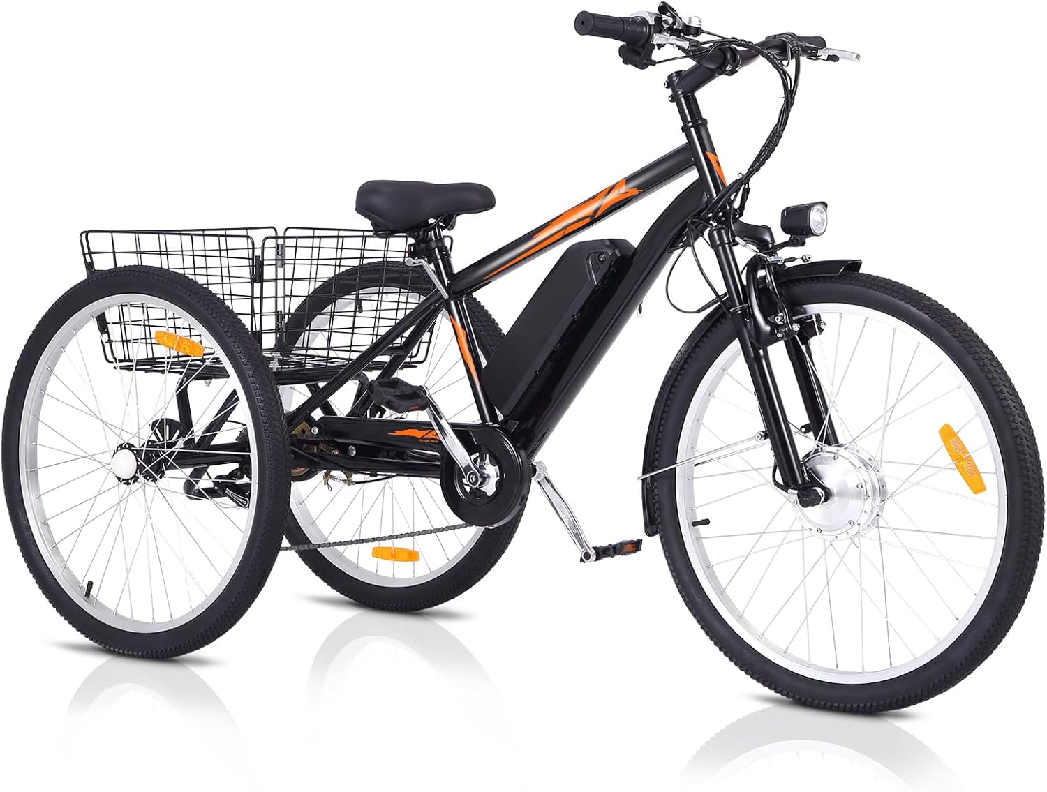 Electric Trike, 7-Speed Adult Electric Tricycle with Basket, 24"&26" Fat tire 3-Wheel Electric ...