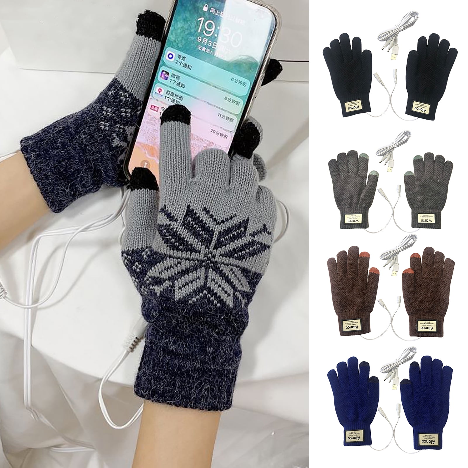 Electric USB Heated Gloves for Men Women Camping Hand Warmers Winter ...