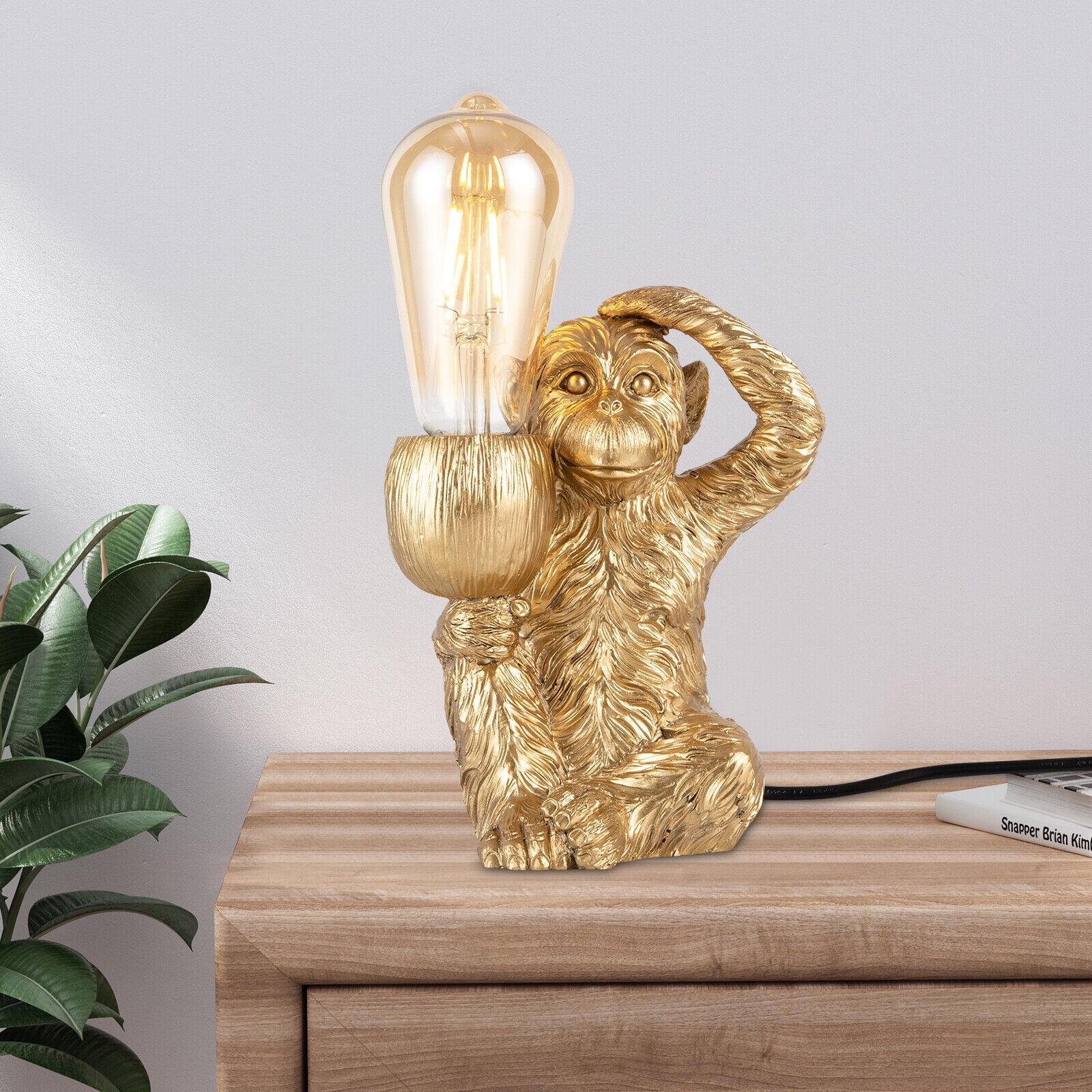 Electric Unique Resin Monkey Lighting Fixture,110V Bedroom Table Gold ...